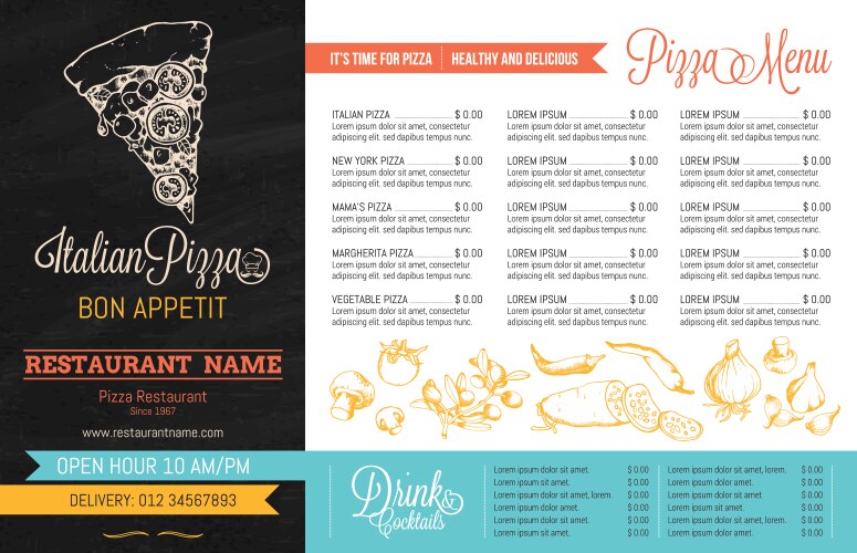 Black restaurant menu template Royalty Free Vector Image