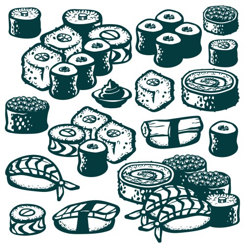 Set of sushi Royalty Free Vector Image - VectorStock