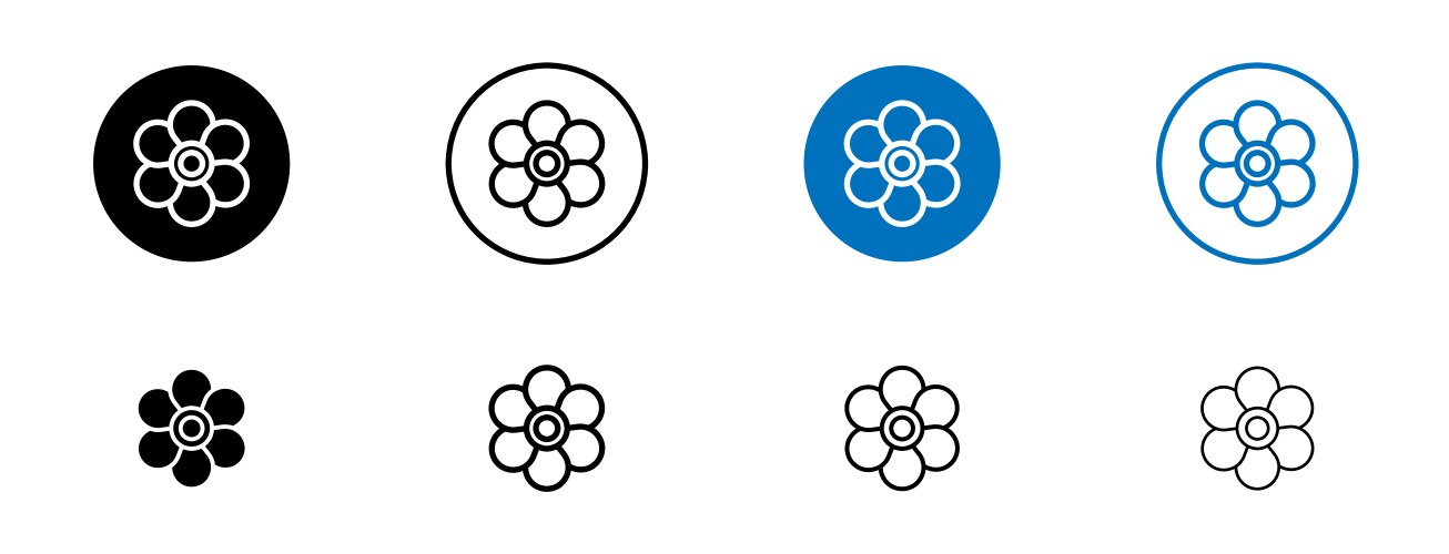 Flower icon set bloom petal spring symbol Vector Image