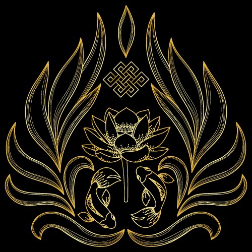 Buddhism symbols seamless pattern Royalty Free Vector Image