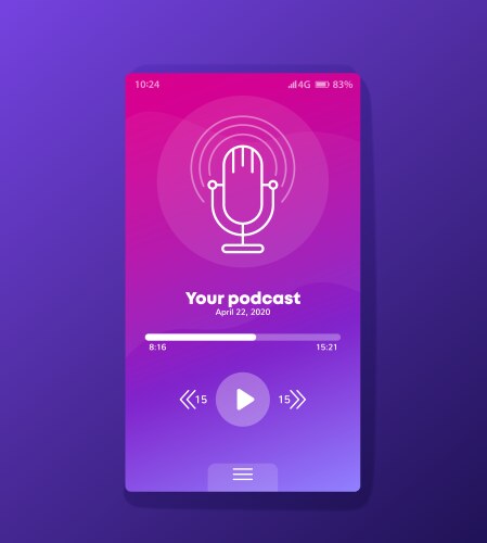 Audio recording app mobile ui recorder in phone Vector Image