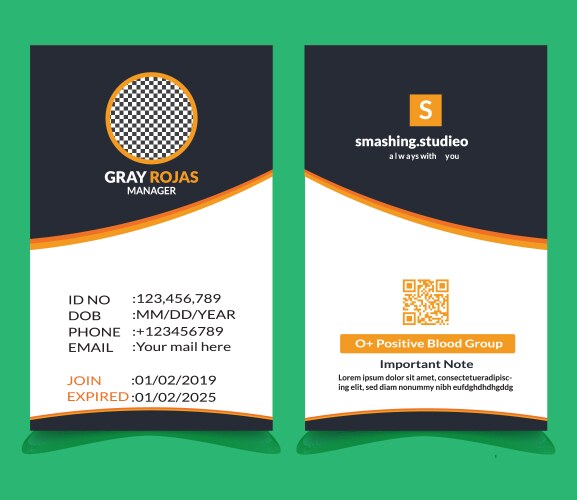 Id card design template Royalty Free Vector Image