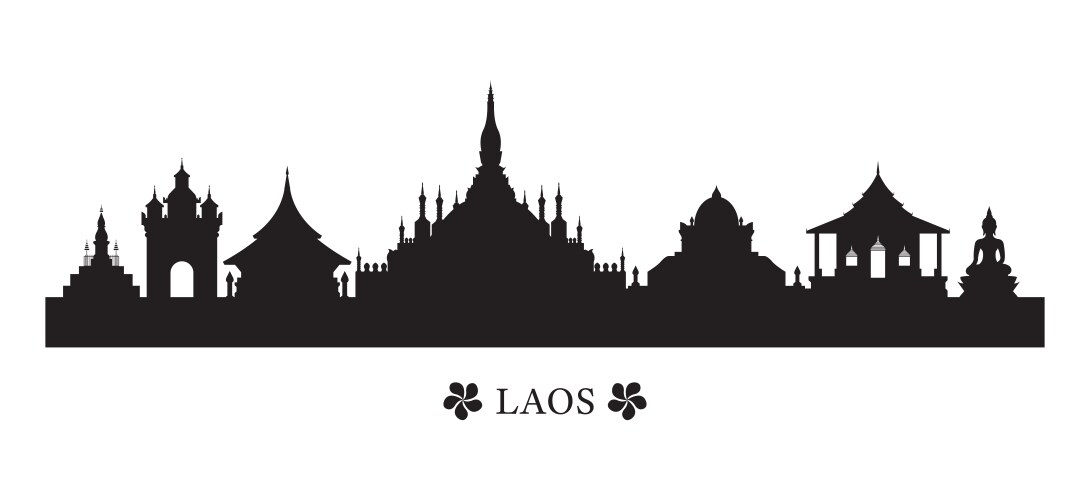 Laos landmarks people in traditional clothing Vector Image
