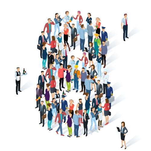 Crowded isometric people numbers Royalty Free Vector Image