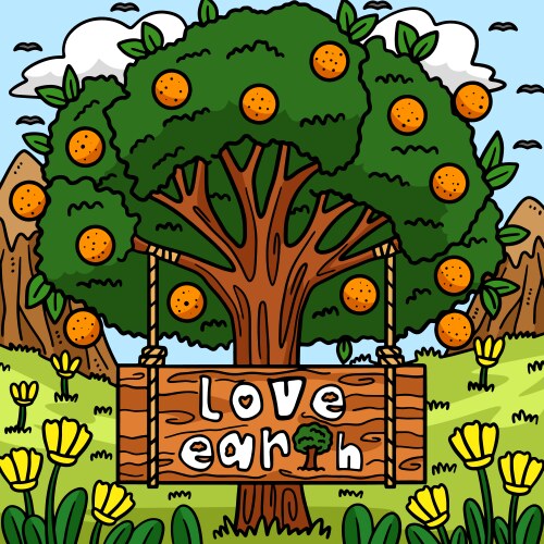 Love earth cartoon colored clipart Royalty Free Vector Image