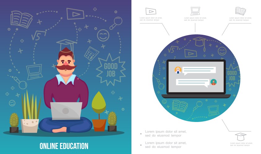 Flat e-learning template Royalty Free Vector Image