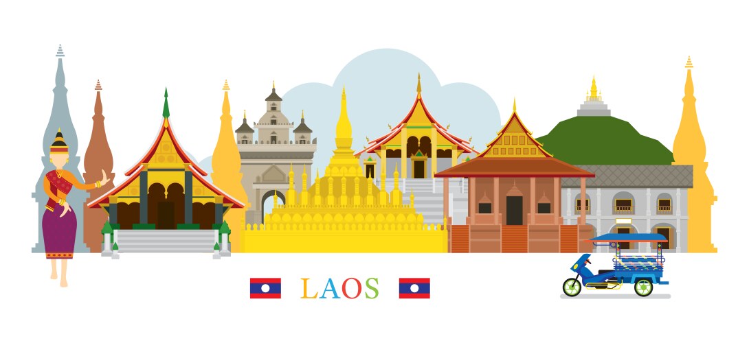 Phra That Luang, Vientiane, Laos Temple Royalty Free Vector