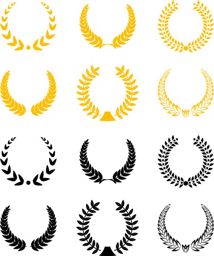 Laurel leaf golden frames isolated wreath Vector Image