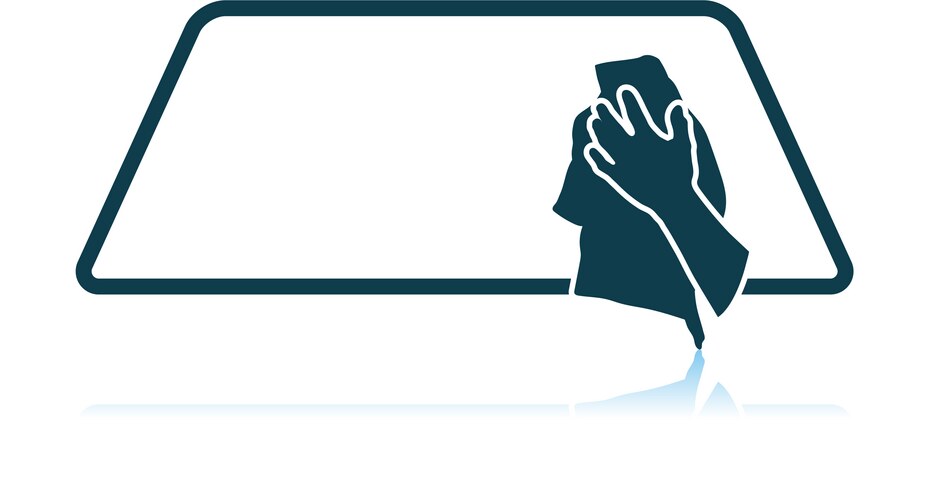 Housekeeping worker wipes window inside house Vector Image