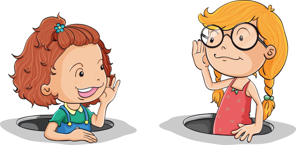 Kids cartoon talking to each other Royalty Free Vector Image
