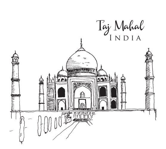 Taj Mahal Sketch - India Royalty Free Vector Image