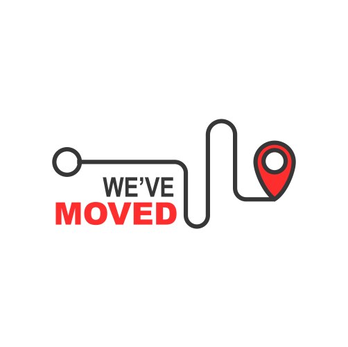 We have moved announcement red icon or sign Vector Image