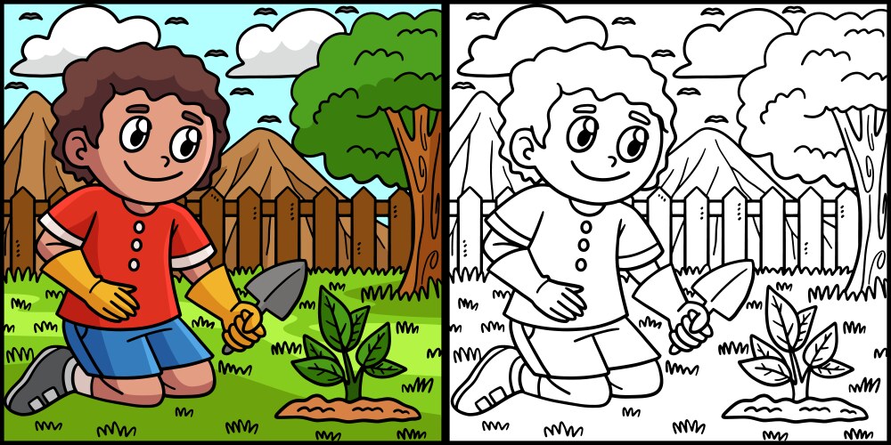 Happy earth day coloring page colored Royalty Free Vector