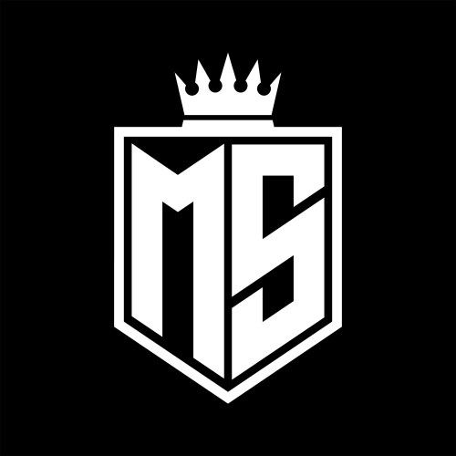 Ms letter bold monogram triangle curve shield Vector Image