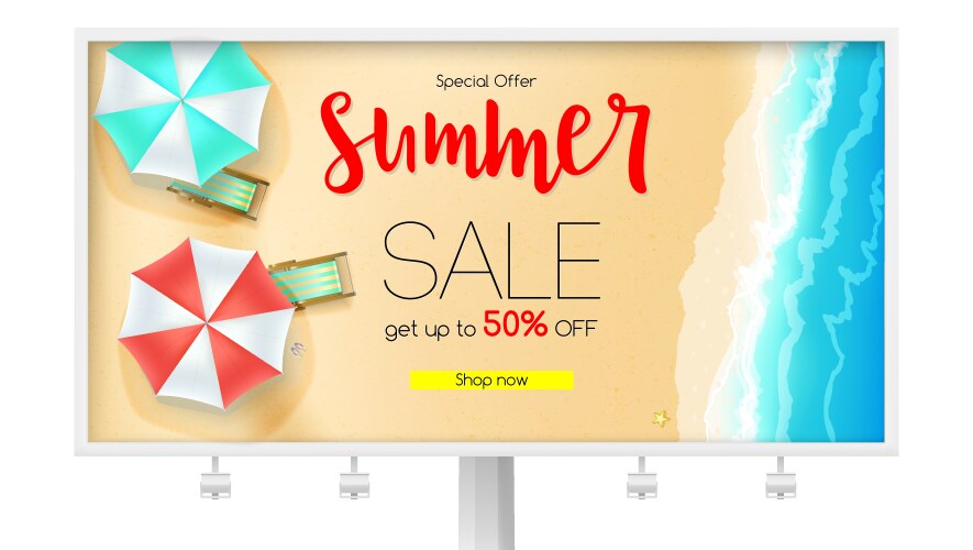 Billboard with super sale proposal get up Vector Image