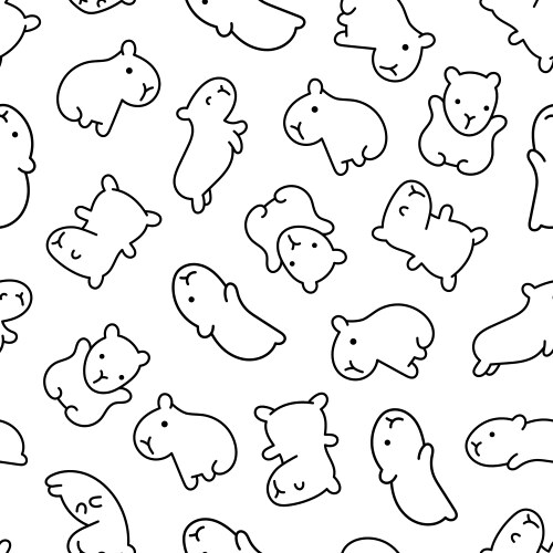 Cute cartoon kawaii capybara coloring page Vector Image