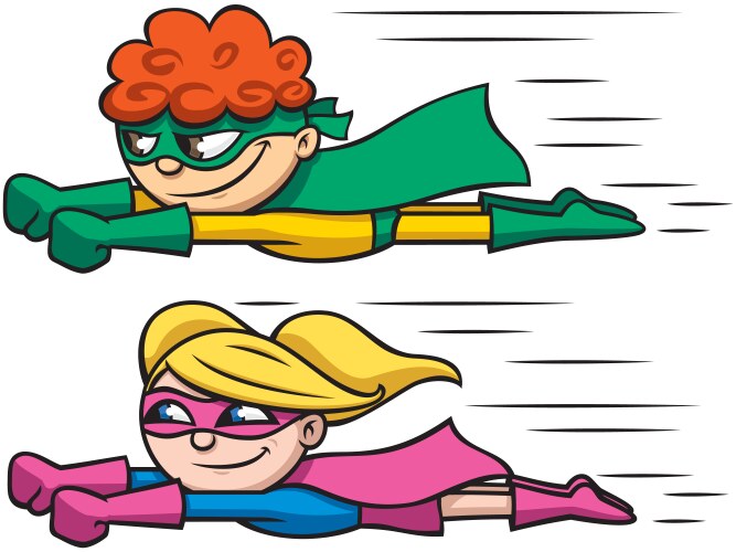 Cartoon flying super hero Royalty Free Vector Image