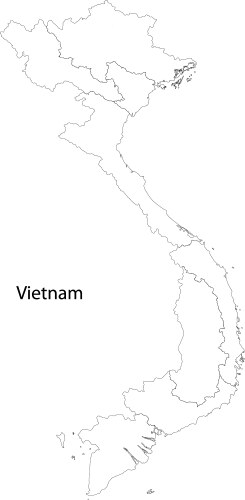 Vietnam black white map Royalty Free Vector Image