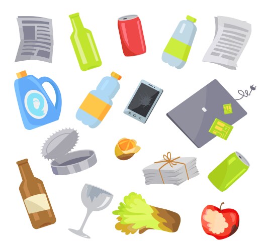 Waste sorting different types garbage paper Vector Image