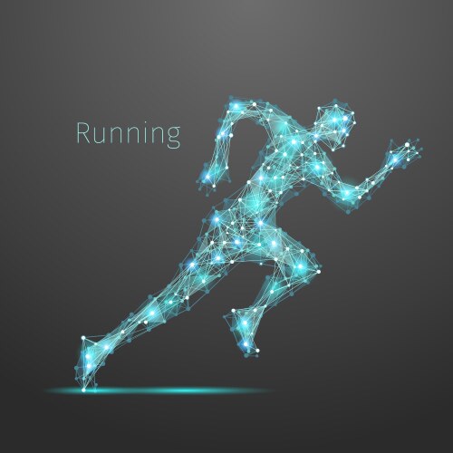 Abstract running man form lines and triangles Vector Image