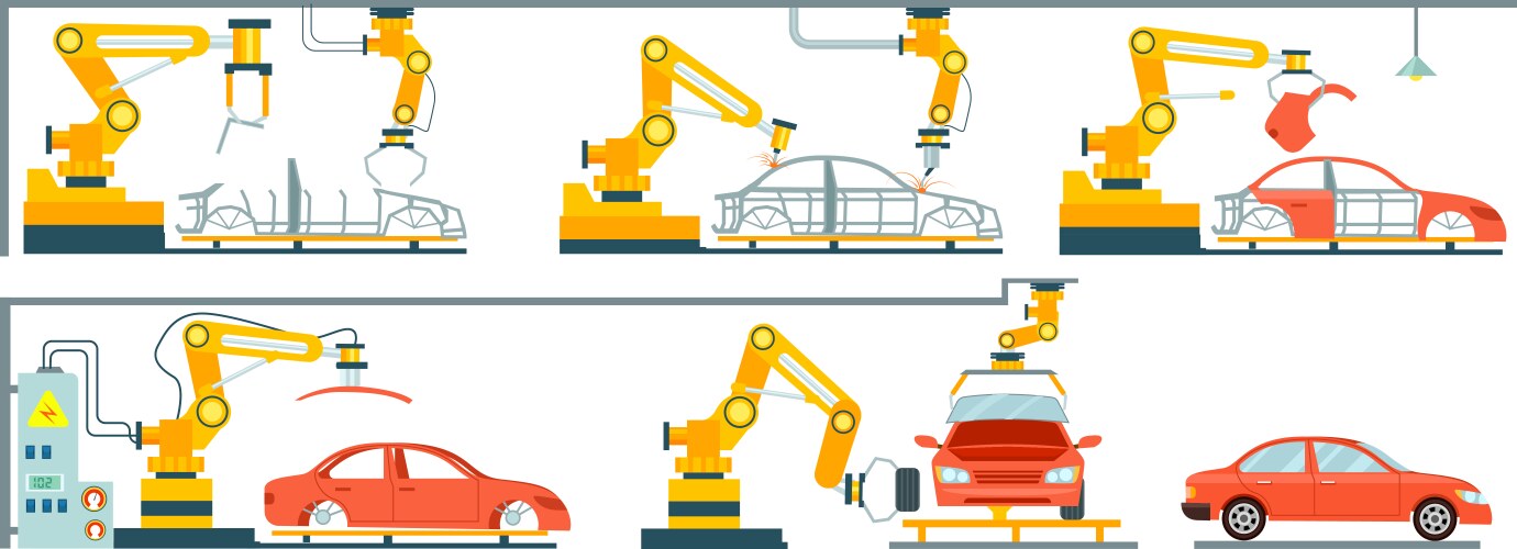 Smart robotic automobile production line Vector Image