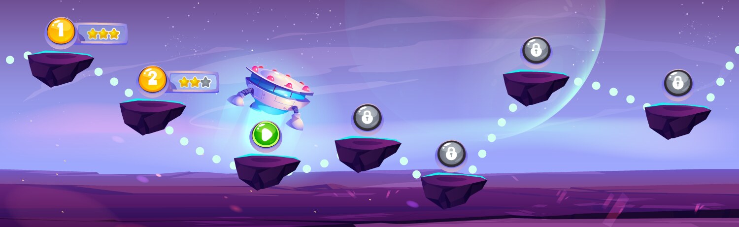 2d arcade game underwater landscape level map Vector Image