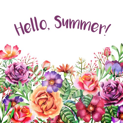 Watercolor spring flowers Royalty Free Vector Image