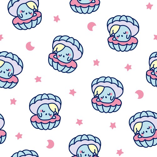 Cartoon kawaii seashell with a pearl Royalty Free Vector