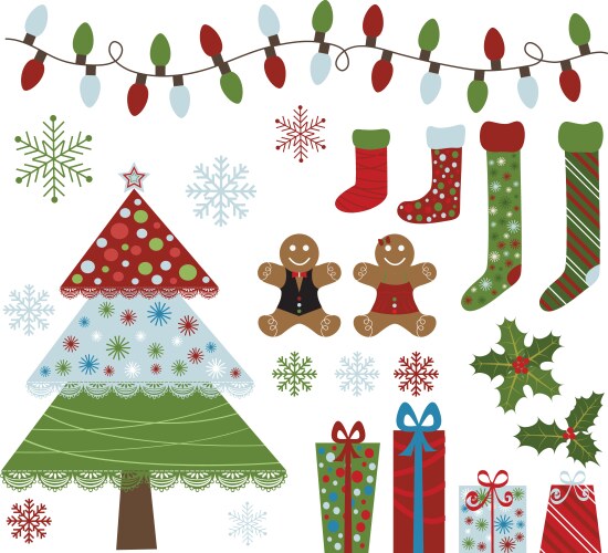 Christmas objects Royalty Free Vector Image - VectorStock