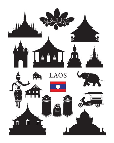 Laos landmarks skyline Royalty Free Vector Image