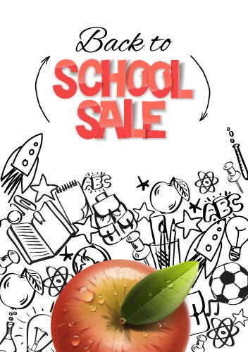 Welcome back to school background with red apple Vector Image