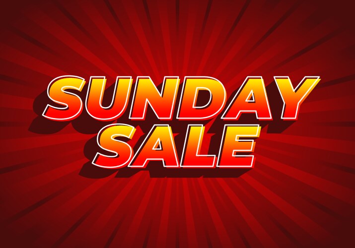 Sunday sale text effect in 3d style and eye Vector Image