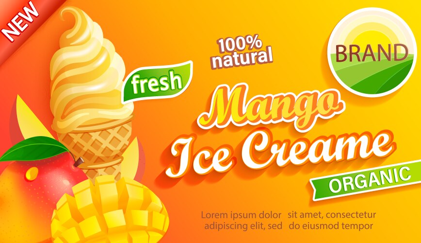 Mango cherry strawberry blueberry yogurt label Vector Image