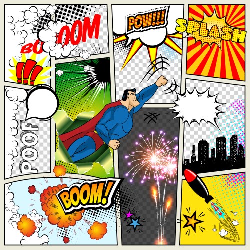 Comic book page divided by lines with speech Vector Image