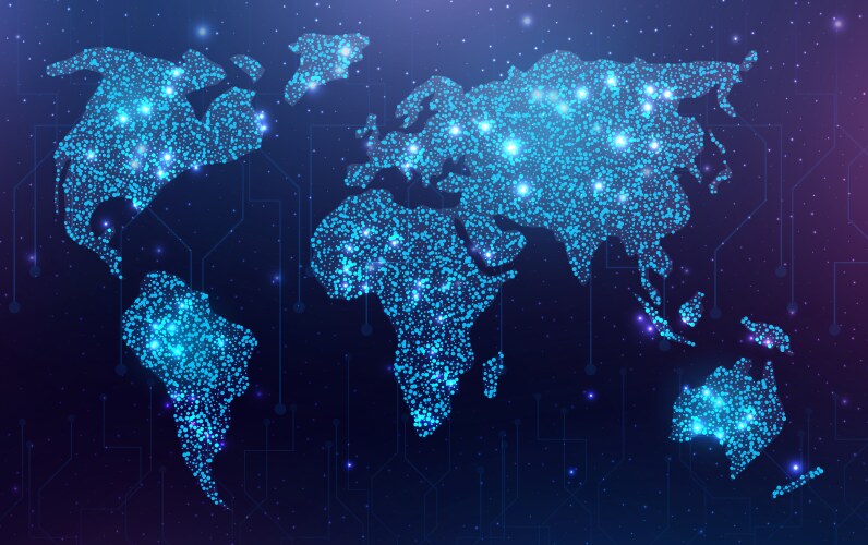 Futuristic map of the planet world Royalty Free Vector Image