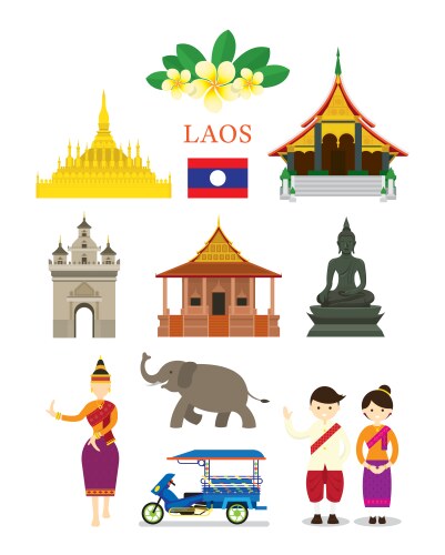 Luang Prabang, Laos: Temples & Monks Vector Image