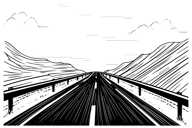 Simple road hand drawn ink sketch highway Vector Image