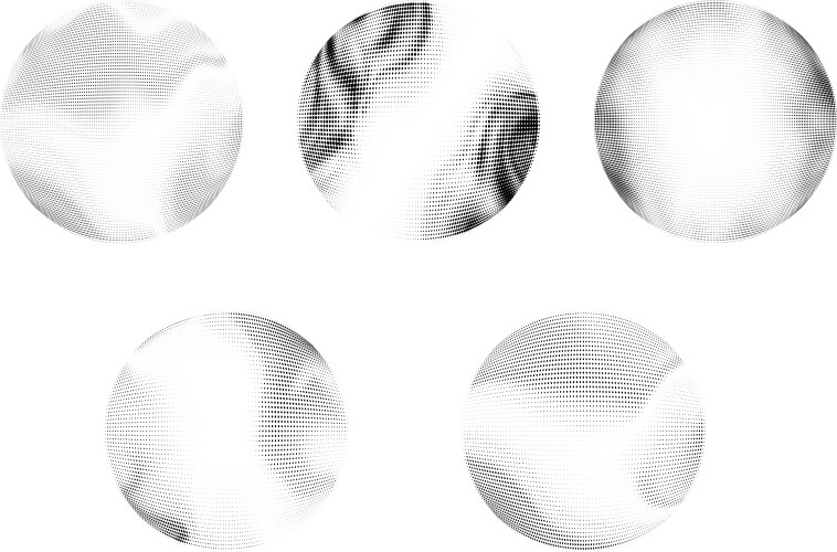 Halftone 3d sphere set Royalty Free Vector Image