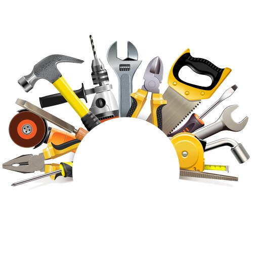 Construction frame with tools Royalty Free Vector Image