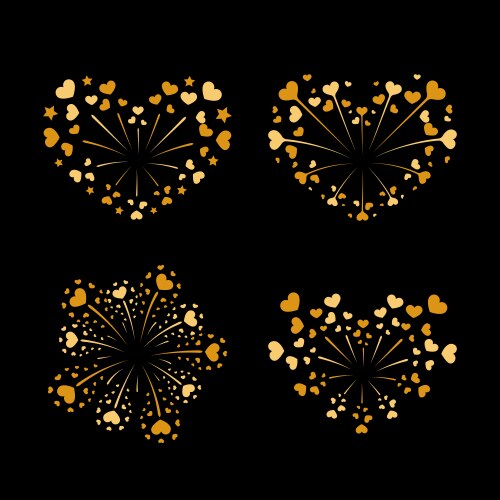 Sparkle gold stars set isolated transparent Vector Image