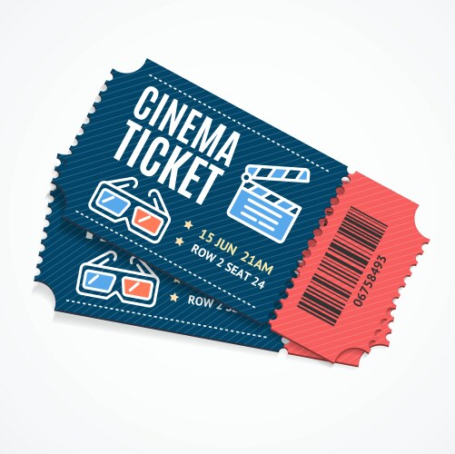 One cinema ticket with barcode Royalty Free Vector Image