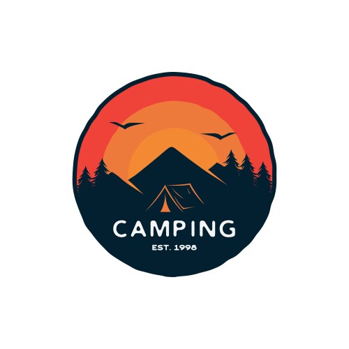 Compass and forest camping logo emblem summer Vector Image