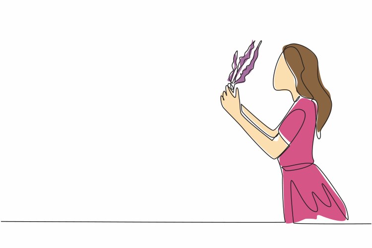 Girl Smelling Flowers Vector Images (over 560)