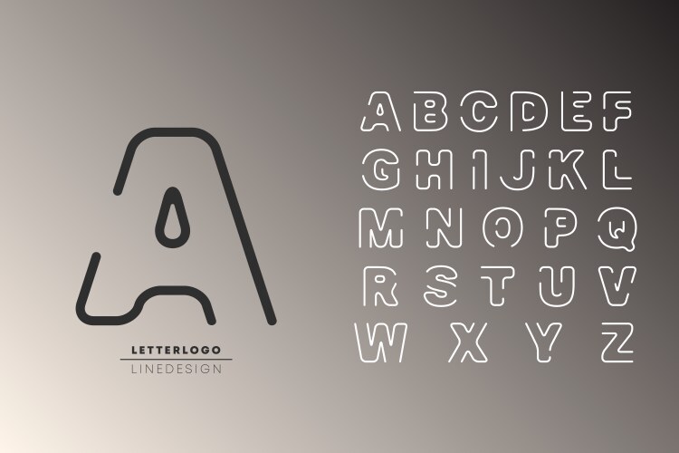 Line font template letters and numbers linear Vector Image