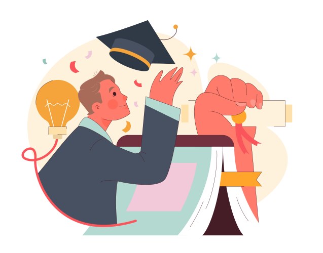 Graduation Concept Flat Royalty Free Vector Image