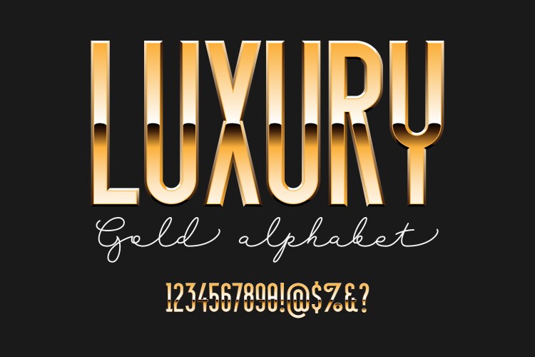Gold gradient font effect Royalty Free Vector Image