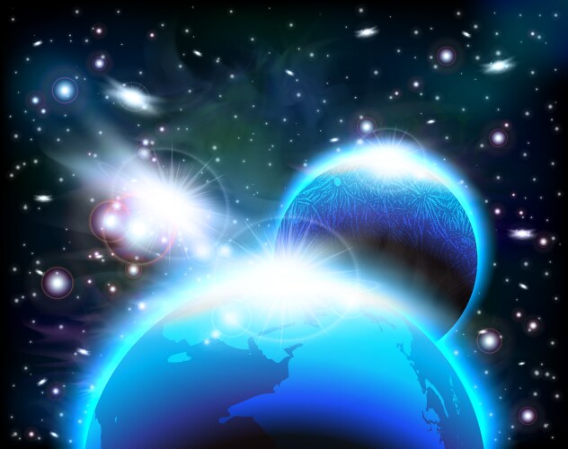 Earth space globe planet with blue rays Royalty Free Vector