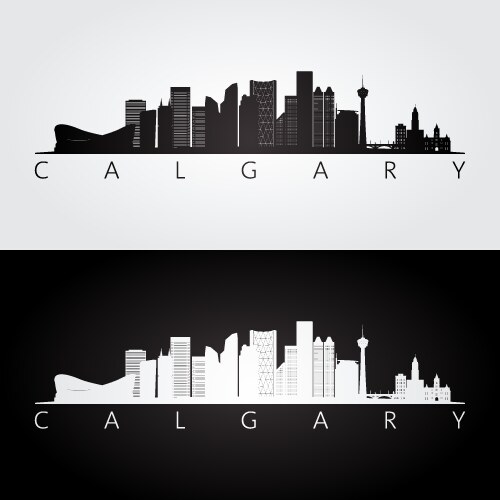 Calgary skyline in red Royalty Free Vector Image
