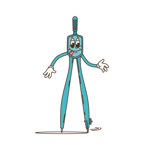 Cartoon retro groovy school compass character Vector Image