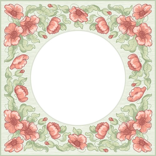 Floral circle with flowers frame roses Royalty Free Vector